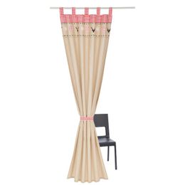 my home Vorhang &raquo;Xaver&laquo; Schlaufen 1 Stk. tlg. Karo-Design, inkl. Raffhalter, Bio Baumwolle, Herz, Landhaus sand Obermaterial: 100% Baumwolle 145 cm