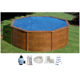 GRE Rundpool »PACIFIC in Holzoptik inkl. Zubehör« Höhe: 120 cm, in versch. Größen erhältlich braun Ø/B/H/L: 350 cm x Breite x Höhe 120 cm x Länge