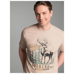 TRIGEMA T-Shirt »T-Shirt mit großem Hirsch-Printmotiv« 1 Stk. tlg. sand-melange XL XL DELUXE-Single-Jersey