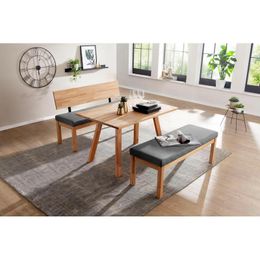 MASSIVLINE&MORE Essgruppe &raquo;Roberto&laquo; 3 Stk. tlg. Tisch-Platte massiv keilverzinkt Kernbuche/Polyester + grau + buchefarben
