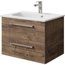 SAPHIR Waschtisch »Serie 6025 Mineralmarmor-Waschtisch mit Unterschrank, 67 cm breit« 2 Stk. tlg. Waschplatz mit 2 Schubladen, hängend,...