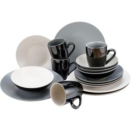 Creatable Kombiservice »Geschirr-Set Very Cool« Service, coole Farben, 16 Teile, für 4 Personen anthrazit/taupe/hellgrau/weiß