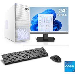CSL PC-Komplettsystem &raquo;Speed V25813&laquo; 24 &prime;&prime; Intel Core i5 8 GB RAM 500 GB SSD wei&szlig; Inkl. Maus, Tastatur, WLAN 300 MBit/s, USB 3.2 Gen1, 24" TFT: 