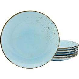 Creatable Speiseteller »Essteller NATURE COLLECTION« Teller Set für 6 Personen, Ø 27 cm, Steinzeug, flache Teller hellblau 0