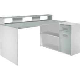 Inosign Schreibtisch »Chester« 2 Stk. tlg. Gamingtisch mit Lowboard - Arbeitstisch Maße (B/T/H) 160/115/92 cm Lichtgrau/Weiß + Weiß + Lichtgrau...