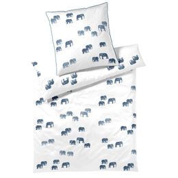 Elegante Bettwäsche »Elephant Walk« 2 Stk. tlg. angenehmes Hautgefühl Navy-Blau Obermaterial: 50% Baumwolle, 50% Viskose B/L: 155 cm x 220 cm