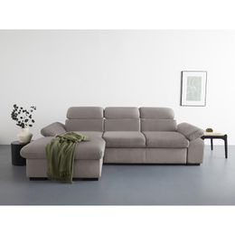 COTTA Ecksofa »Lola L-Form mit Kopfteilfunktion & Hocker« wahlweise mit Bettfunktion, Bettkasten & Armteilverstellung Dark Grey