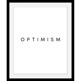 queence Bild »Optimism« Motivationsbilder Schriftzug Schwarz-Weiß Spa Spa Bilder HD Premium Poster-Druck inkl. Holzrahmen Farbe Rahmen:...