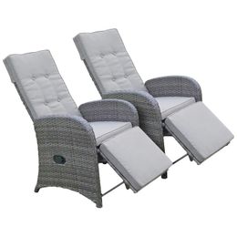 Garden Pleasure Loungesessel »SALERNO« Set, 2 Stk. tlg. Polyrattan, verstellbar, inkl. Auflagen, grau grau