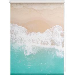 LICHTBLICK ORIGINAL Seitenzugrollo »Rollo Klemmfix, ohne Bohren, blickdicht, The Beach - Türkis Beige« blickdicht Blendschutz Sichtschutz...