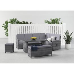 Konifera Gartenlounge-Set »Paris« Set, 2x 3er Bank, 1x Sitzbank, 1x Hocker, 1x Tisch 140x80x67cm, Aluminium, 17 Stk. tlg. inkl....