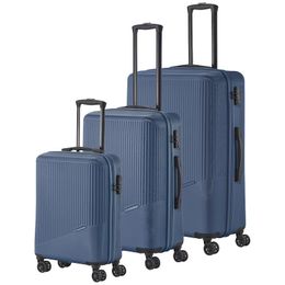 Travelite Trolleyset »BALI 4w L/M/S« Kofferset Reisegepäck Reisekoffer Hartschallenkoffer TSA Schloss blau