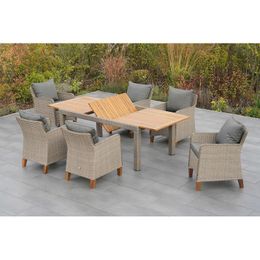 Merxx Garten-Essgruppe »Avellino« 7 Stk. tlg. inkl. Auflagen steinbeige +