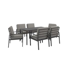 Konifera Garten-Essgruppe »»New Jersey«« Set, 6 Sessel, Tisch 80x160x71 cm, inkl. Auflagen, 19 Stk. tlg. Aluminium/Polyrattan Schwarz + Dunkelgrau +
