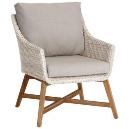 Best Loungesessel »Paterna« 1 Stk. tlg. Polyrattan/Teakholz, inkl. Auflage holzfarben/altweiss Obermaterial: 100% Polyester. Füllung: 80%...