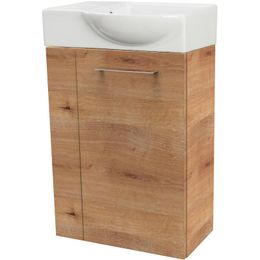 Fackelmann Waschtisch &raquo;SBC&laquo; Set, 2 tlg. bestehend aus Becken und Unterbau, Breite ca. 45 cm Braun + Braun/Ast-Eiche Optik