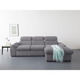COTTA Ecksofa »Lola L-Form mit Kopfteilfunktion & Hocker« wahlweise mit Bettfunktion, Bettkasten & Armteilverstellung Stone