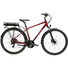 KROSS »E-Trekkingrad Trans Hybrid EE 28 Zoll rot« 21 Gang Shimano Tourney TX800 Schaltwerk Kettenschaltung Heckmotor 250 W Pedelec, Elektrofahrrad...