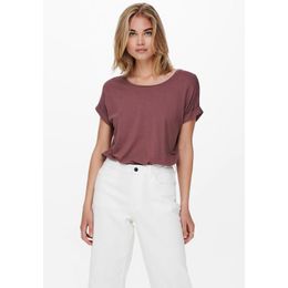 Only T-Shirt »ONLMOSTER – Kurzarmshirt mit Aufschlag und klassischem Look« unifarben, casual, regular fit, Viskosemischung, Rundhals Rose Brown M M...