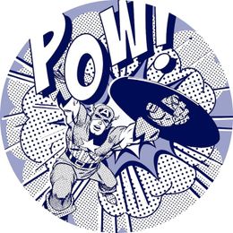 Komar Wandtattoo &raquo;selbstklebendes Vlies - Captian America Pow - Gr&ouml;&szlig;e 125 x 125 cm&laquo; rund und selbstklebend blau