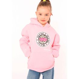 Zwillingsherz Hoodie »"Kelly-Kids"« mit rundem Leo Motiv für Mädchen pink 134/140 134/140 Kinder-Sweater mit Kapuze