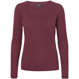 Véro Moda VERO MODA Rundhalspullover »VMCARE STRUCTURE LS O-NECK BLOUSE« aus Bio-Baumwolle winetasting XS XS Klassischer Pullover von VERO MODA