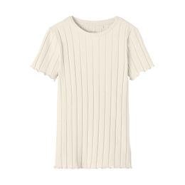 name it T-Shirt »NKFNORALINA SS TOP NOOS« tolle Rippen-Qualität und dadurch gewellte Säume am Arm und am Saum Summer Sand (blank) 146 (152) 146...
