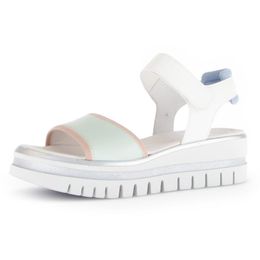 Gabor Keilsandalette, Plateau, Riemchensandale, Sommerschuh mit Fersenpolsterung mint-wei&szlig; 44 44 Sandalette mit farbenfrohem Kontrastbesatz