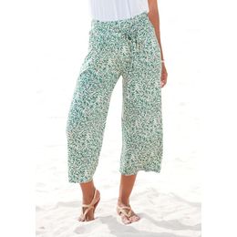 Beach Time BEACHTIME Culotte mit Blätterdruck und Bindeband, luftig-leichte Sommerhose grün bedruckt 38 - N-Gr N-Gr 38 Bedruckte Culotte aus Jersey