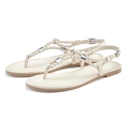 Vivance Sandale »Sommerschuh« Zehentrenner, Sommerschuh, Sandalette mit raffinierten Riemchen hellbeige 39 39 Mit raffiniert geflochtenen Riemchen...