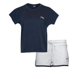 Fila Shorty »WOMAN JERSEY TOP + TERRY SPONGE SHORTS PYJAMAS« 2 Stk. tlg., mit kontrastreichen Paspeldetails WHITE BLUE S S Damen Pyjama von Fila