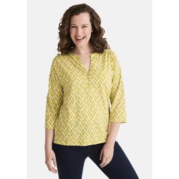 STOOKER WOMEN 3/4-Arm-Shirt »MARIE Print Shirt Bluse 3/4-Arm« Regular Fit Shirt Bluse Baumwolle Shirt Knopfleiste für Damen yellow green graphic...