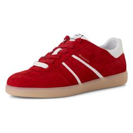 Tamaris Plateausneaker, Freizeitschuh, Halbschuh, Schnürschuh mit gepolstertem Schaftrand rot-weiß 40 40 Modischer Sneaker mit Logoprägung und...