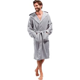 Tom Tailor HOME Unisex-Bademantel »Velours« 1 Stk. tlg., für Damen & Herren, in feiner Samt-Optik grau S Länge: 120 cm Kapuzenbademantel für Sie...