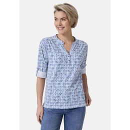 STOOKER WOMEN 3/4-Arm-Shirt »MARIE Print Shirt Bluse 3/4-Arm« Regular Fit Shirt Bluse Baumwolle Shirt Knopfleiste für Damen blue ikat aop 44/46...