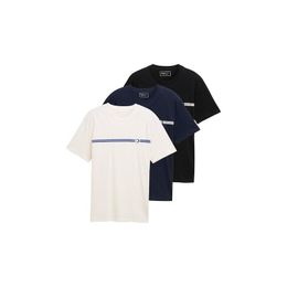 Tom Tailor Denim T-Shirt Packung, 3 Stk. tlg. mit Logo-Print gardenia white L L T-Shirt von Tom Tailor Denim