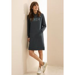 Cecil Sweatkleid K&auml;ngurutasche mit Schriftzug slate khaki L (42) - N-Gr N-Gr L (42) Kleid von Cecil