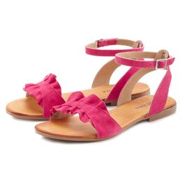 Lascana Sandale »Sommerschuh« Sandalette, Sommerschuh aus hochwertigem Leder mit kleinen Rüschen pink 38 38 Aus hochwertigem Leder gefertigt