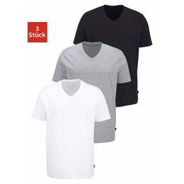 Bruno Banani T-Shirt 3er-Pack, 3 Stk. tlg. mit V-Ausschnitt, perfekte Passform, aus elastischer Baumwolle schwarz, weiß, grau-meliert M M Bruno...