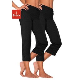 Vivance ACTIVE Caprihose mit Gummibund, Loungewear 2x schwarz 32/34 - N-Gr N-Gr 32/34 Basic Wohlfühlhosen in 3/4 Länge im 2er-Pack
