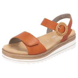 Remonte Damen Keilsandalette , Sommerschuh, Riemchensandale mit praktischem Klettverschl&uuml;ssen orange 36