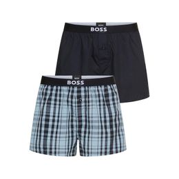 BOSS Pyjamashorts »2P Boxer Shorts EW« mit Logobund Open Blue 483 XL - N-Gr N-Gr XL Gemusterte und unifarbene BOSS Pyjama-Shorts