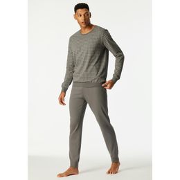uncover by Schiesser Schlafanzug »Uncover Nightwear« 2 Stk. tlg., Langarm, Rundhals-Ausschnitt, Single Jersey-Qualität, weich 200-Grau 50 50 Herren...