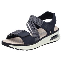 Rieker Keilsandalette Sommerschuh, Outdoorschuh, Trekkingschuh mit genoppter Innensohle nachtblau 43 43 Sandale mit elastischen Riemchen aus Textil...