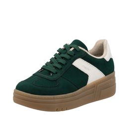Rieker Plateausneaker Retro-Sneaker, Basket-Sneaker, Schnürer mit softem Schaftrand dunkelgrün-offwhite 36 36 Schnürer mit trendiger Plateausohle