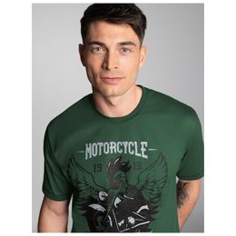 TRIGEMA T-Shirt »T-Shirt mit großem Motorrad-Printmotiv« 1 Stk. tlg. efeu XL XL DELUXE-Single-Jersey