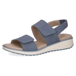 Caprice Keilsandalette, Riemchensandale, Bequemschuh, Sommerschuh mit Gummizug hellblau 36 36 Sandale mit zwei regulierbaren Klettverschlüssen