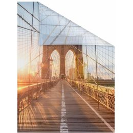 LICHTBLICK ORIGINAL Fensterfolie &raquo;Brooklyn Bridge&laquo; 1 Stk. blickdicht strukturiert Klebepunkte selbstklebend, Sichtschutz orange PVC