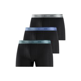 Copenhagen Studios Boxer »Boxershorts für Herren« Packung, 3 Stk. tlg., mit farbigem Logo-Bund schwarz-blau / schwarz-salbei / schwarz-grau M M...