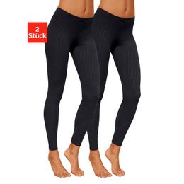 Vivance Leggings im Doppelpack schwarz, schwarz 48/50 - N-Gr N-Gr 48/50 Gerippte relax Leggings